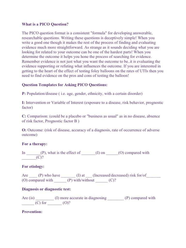 What Is A PICO Question | PDF | Medical Diagnosis | Hypertension
