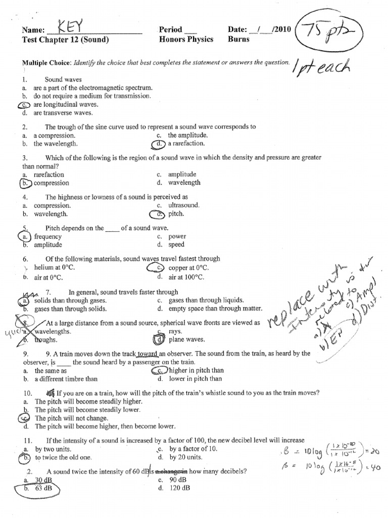Name Test Chapter 12 Sound 2010 | PDF
