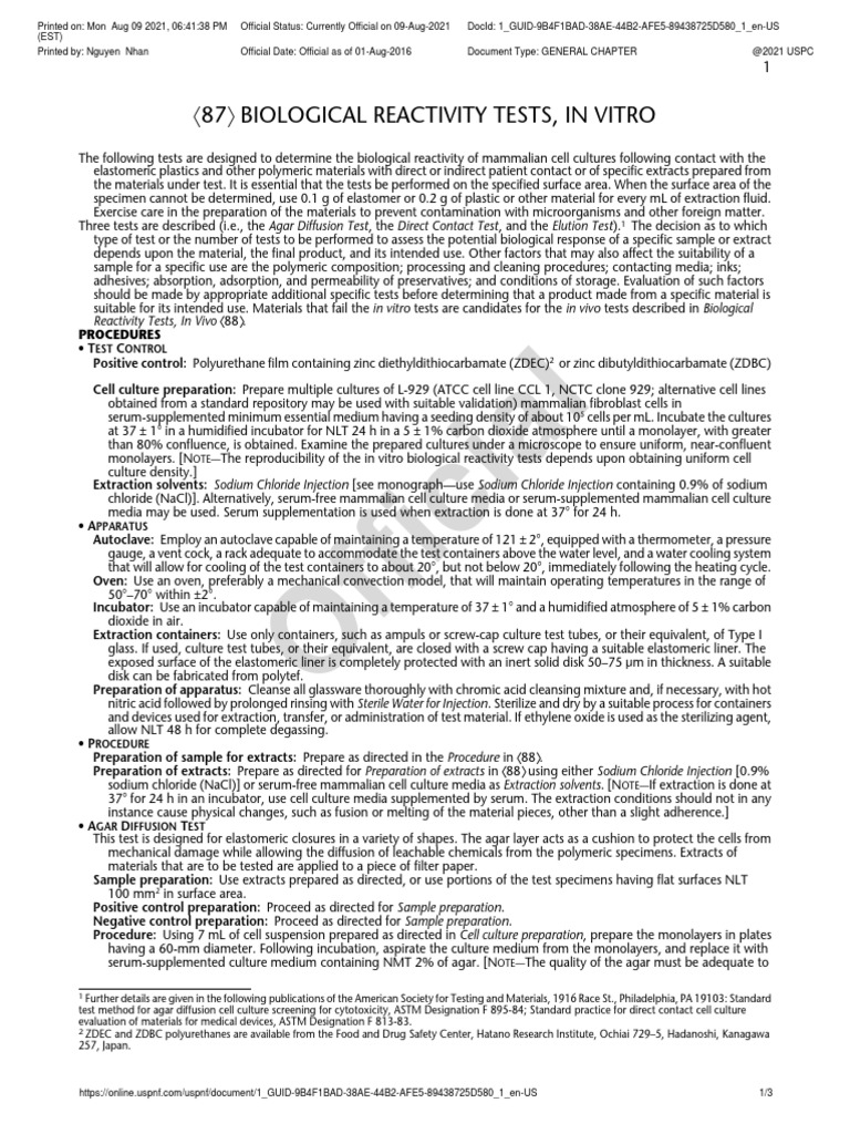 〈87〉 Biological Reactivity Tests in Vitro | PDF | Cell Culture | Sodium ... 〈87〉 Biological Reactivity Tests in Vitro | PDF | Cell Culture | Sodium ...