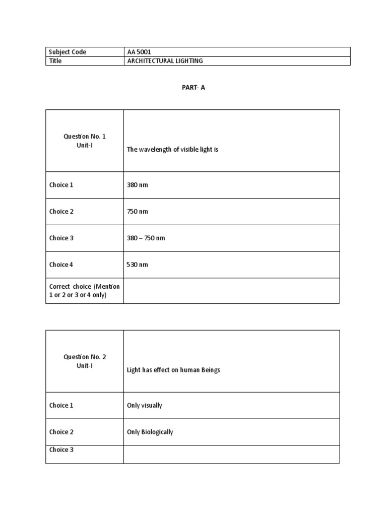 Architectural Lighting Test | PDF | Light | Electromagnetic Spectrum