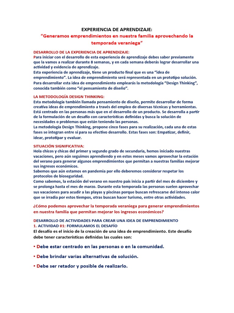 Experiencia De Aprendizaje Descargar Gratis Pdf El Pensamiento De