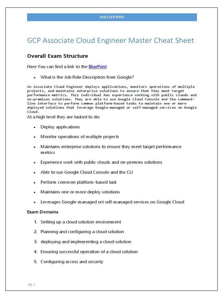 GCP Associate Cloud Engineer Master Cheatsheet | Download Free PDF ...