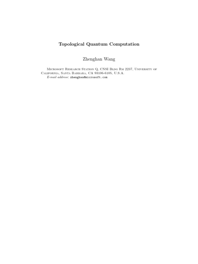 Topological Quantum Computation | PDF | Quantum Computing | Quantum Mechanics