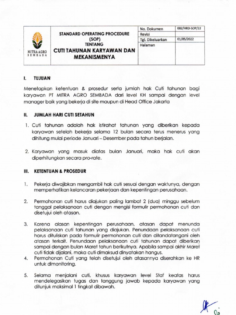 Sop Cuti Tahunan & Mekanisme | PDF