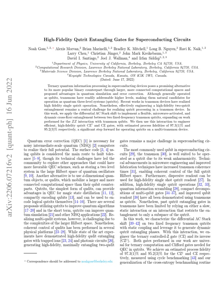 High-Fidelity Qutrit Entangling Gates For Superconducting Circuits ...