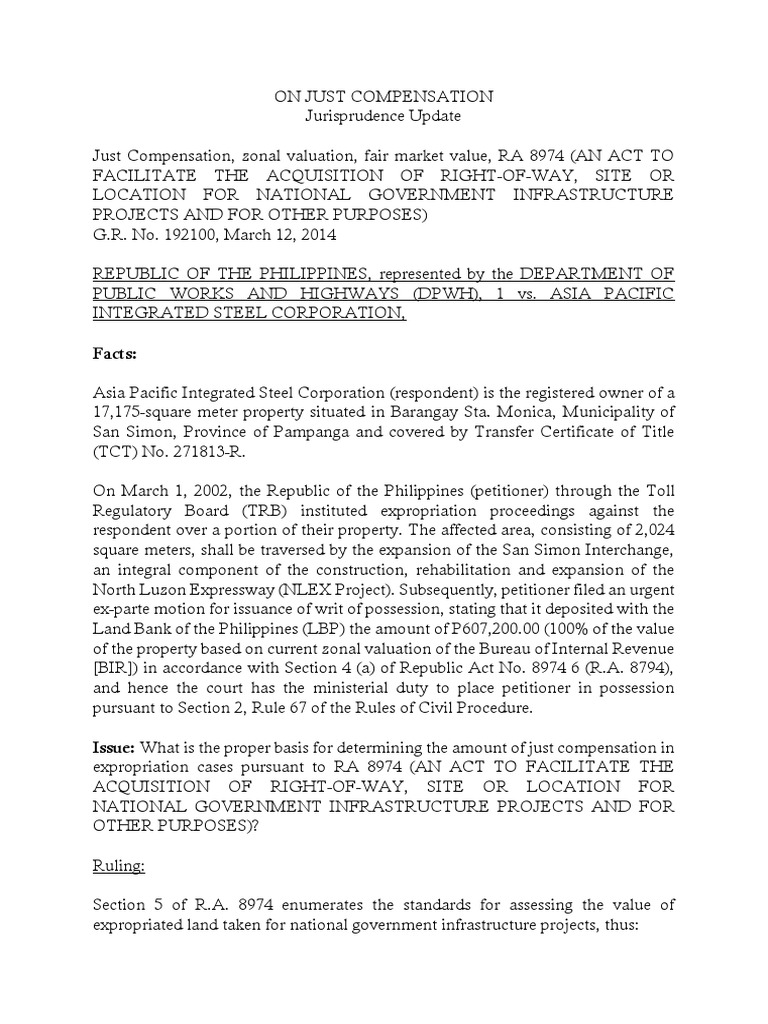 Just Compensation in Expropriation Cases | PDF | Real Estate Appraisal ...