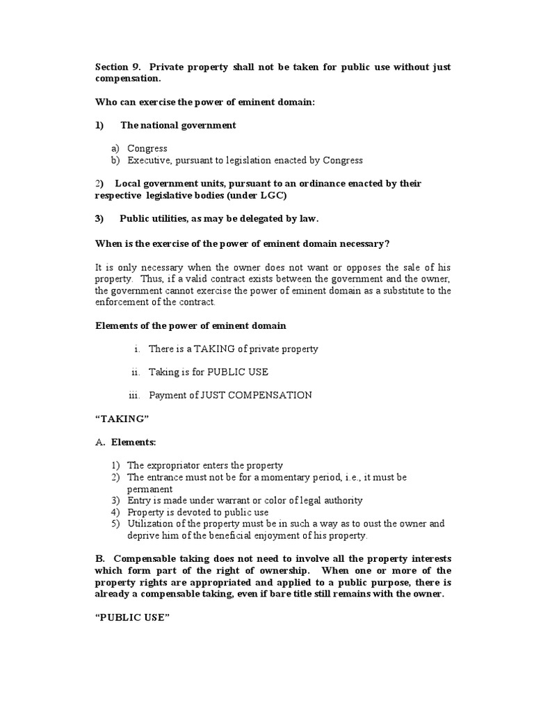 Eminent Domain and Just Compensation in the Philippines | PDF | Eminent ...