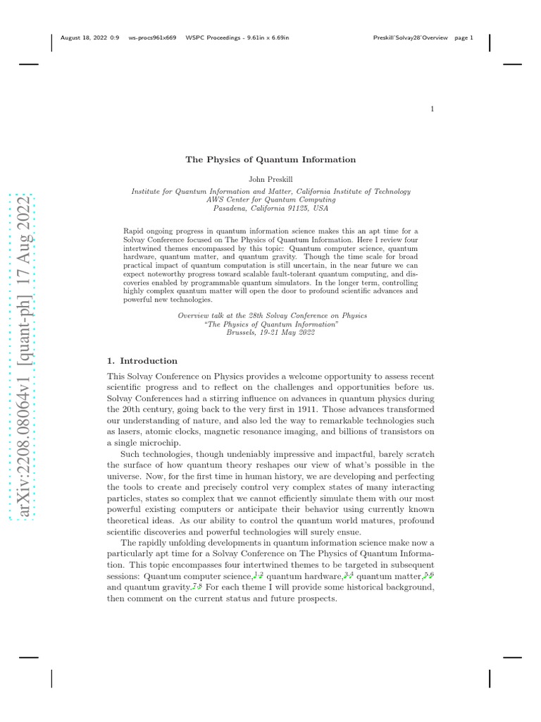 The Physics of Quantum Information | PDF | Quantum Computing | Quantum ...