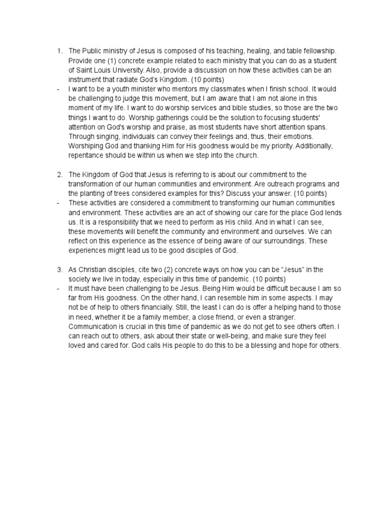 CFE 101 - Final Examination | PDF | Jesus | God