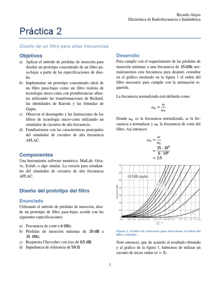 Práctica 2, Diseño de un filtro para altas frecuencias | PDF | Línea de ...