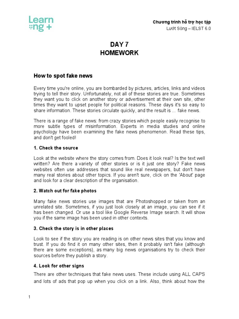 Day 7 Homework: How To Spot Fake News | PDF | Teachers | Fairies