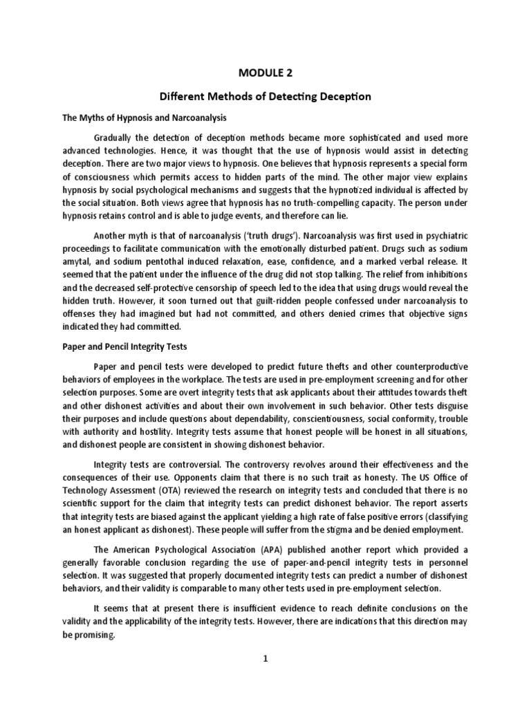 Module 2 | PDF | Hypnosis | Polygraph