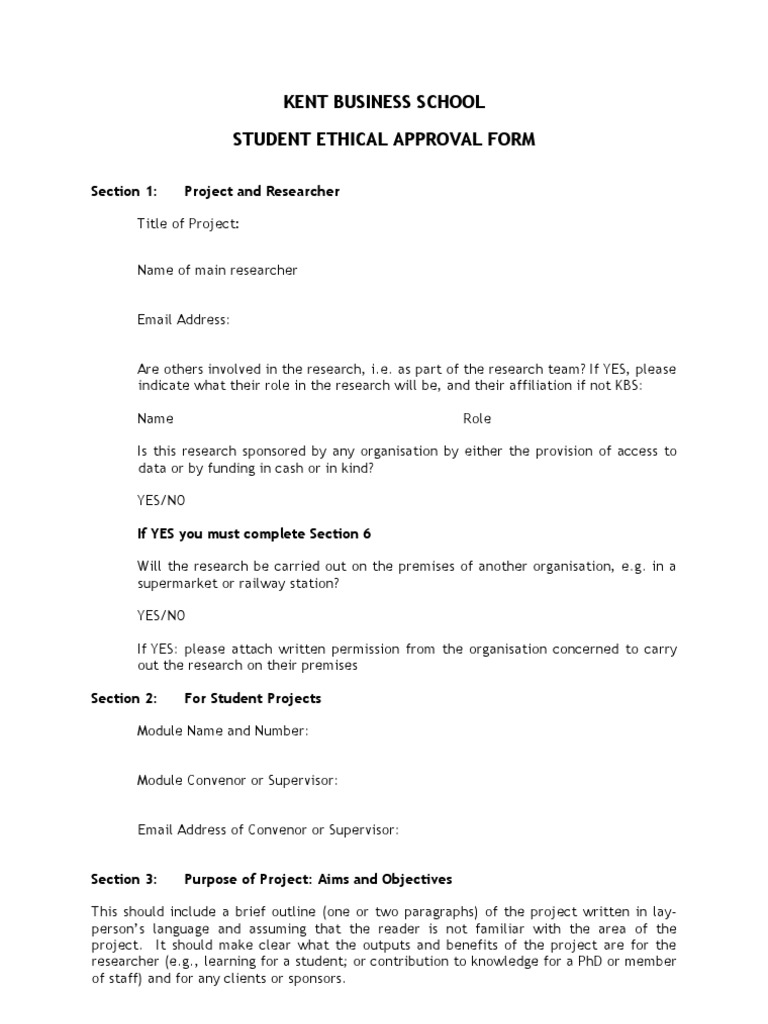 Student Ethics Approval Form Final | PDF | Informed Consent | Science