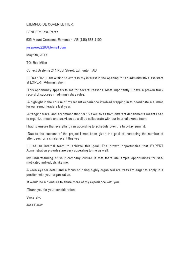 English EJEMPLO DE COVER LETTER | PDF | Copywriting | Communication English EJEMPLO DE COVER LETTER | PDF | Copywriting | Communication