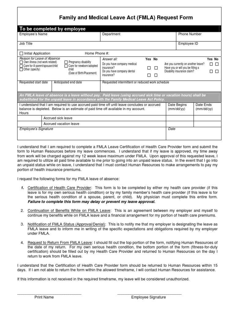 FMLA-Absence Request0001 | PDF