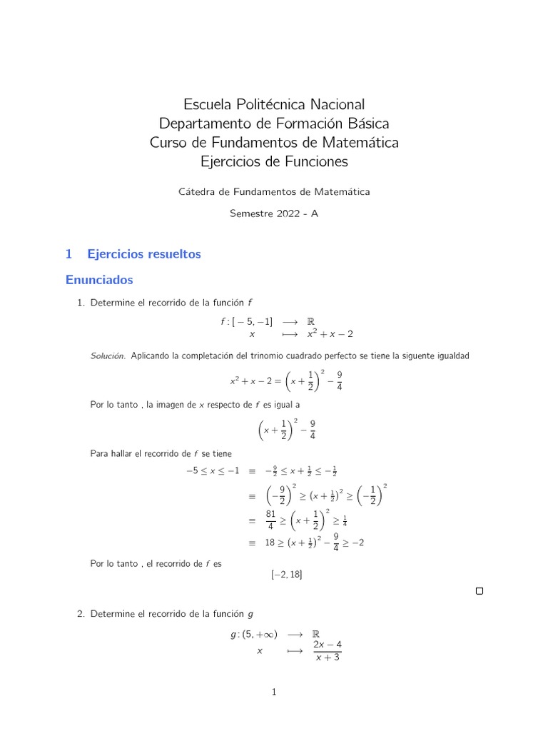 Ejercicios Funciones v2 | PDF | Relaciones matematicas | Álgebra abstracta