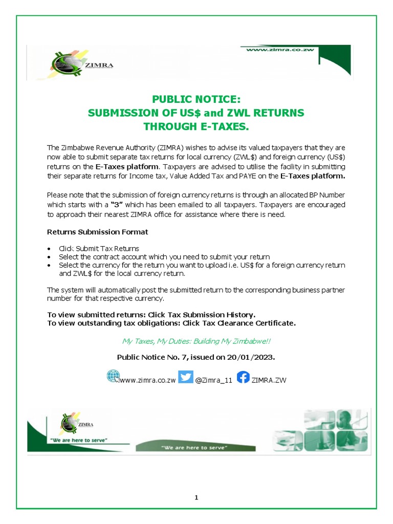 E-Taxes Submission Guide for ZIMRA | PDF