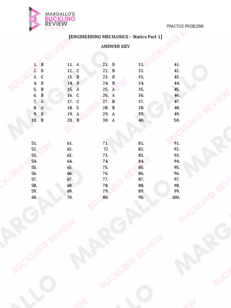 Statics Part 1 - Answer Key | PDF