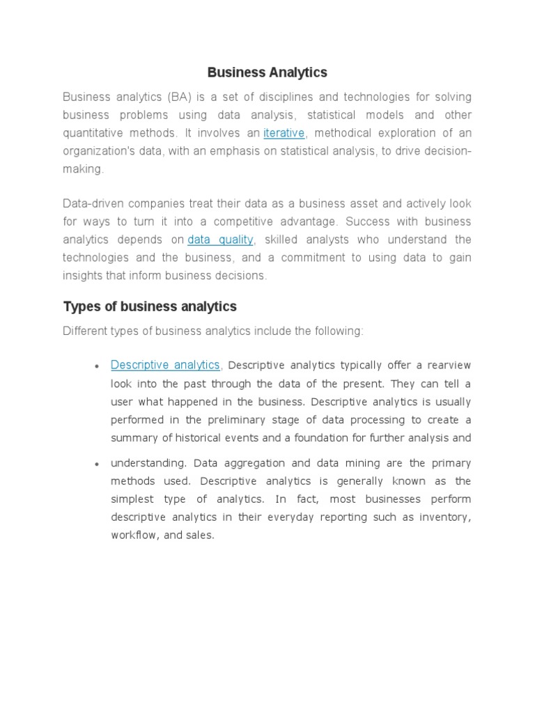 Business Analytics | PDF | Analytics | Data Analysis