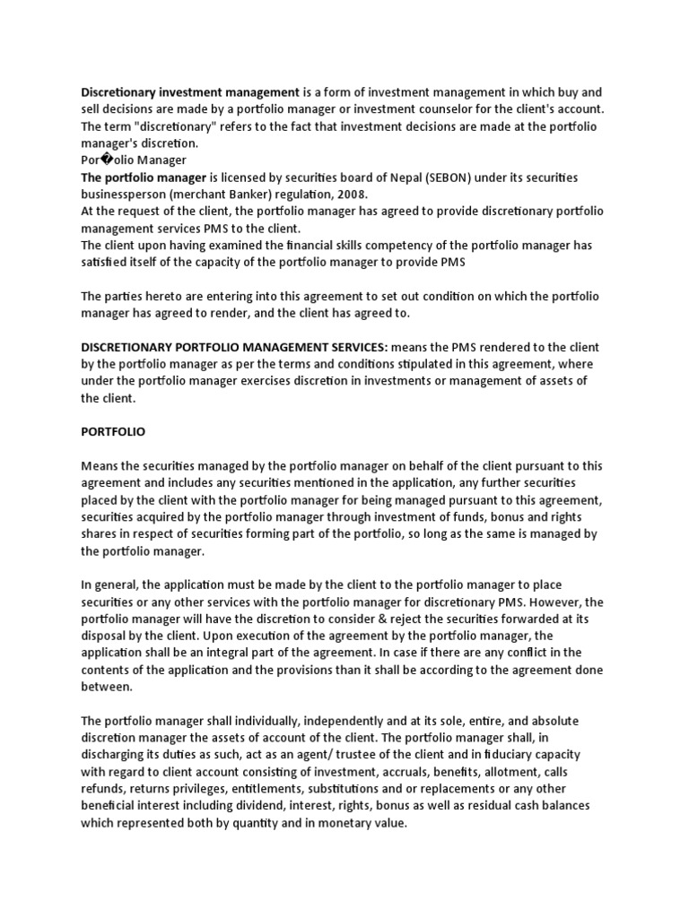 Discretionary Investment Management Is A Form of Investment Management ...