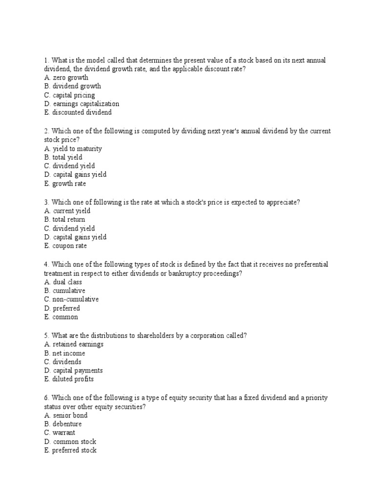 STOCK VALUATION OBJs Tutor | PDF | Dividend | Yield (Finance)