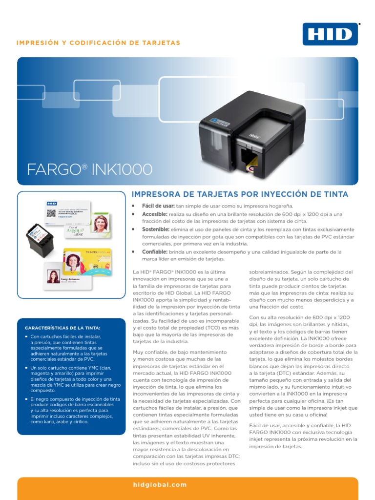 Si Fargo Ink1000 Printer Ds Es | PDF | Impresora (Computación) | Diseño ...