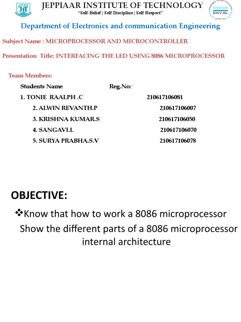Interfacing The Led Using 8086 Microprocessor | PDF | Microprocessor ...