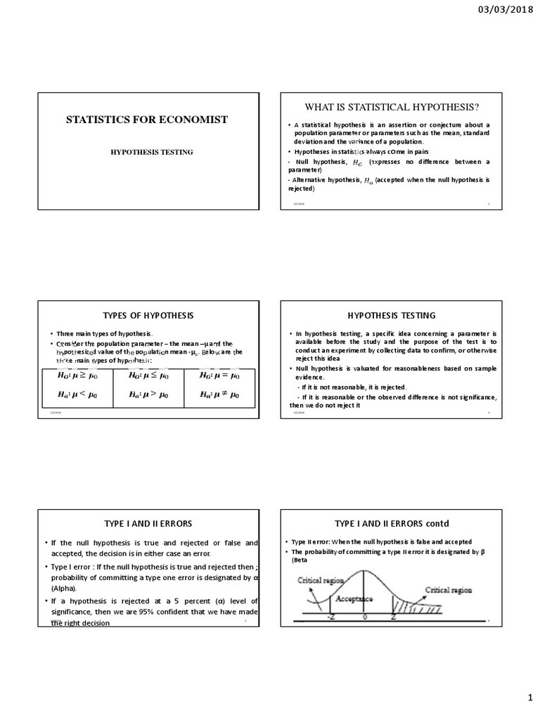 Lecture 2 HYPOTHESIS TESTING Real | PDF | Statistical Hypothesis ...