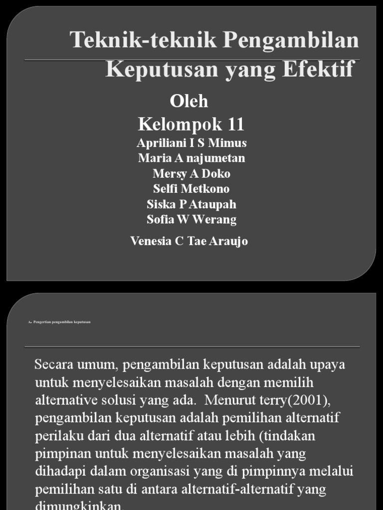 Teknik Teknik Pengambilan Keputusan Yang Efektif Pdf