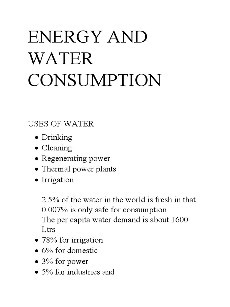 Energy and Water Consumption | PDF | Water | Drinking Water