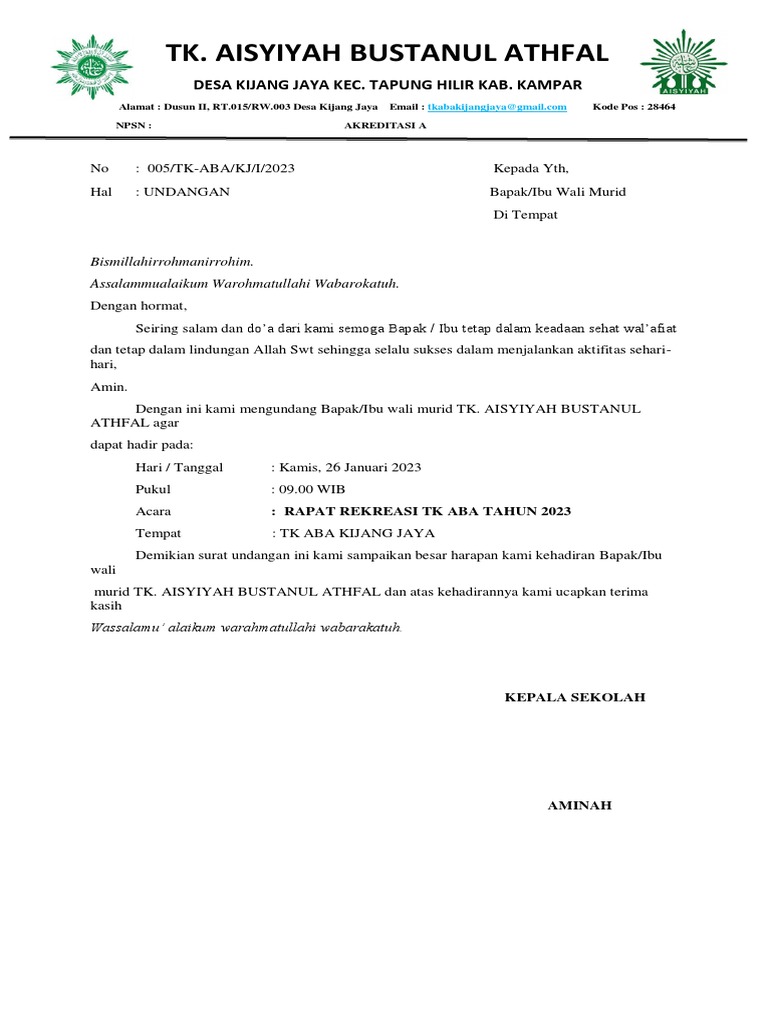 Undangan Rapat Rekreasi 2023 | PDF