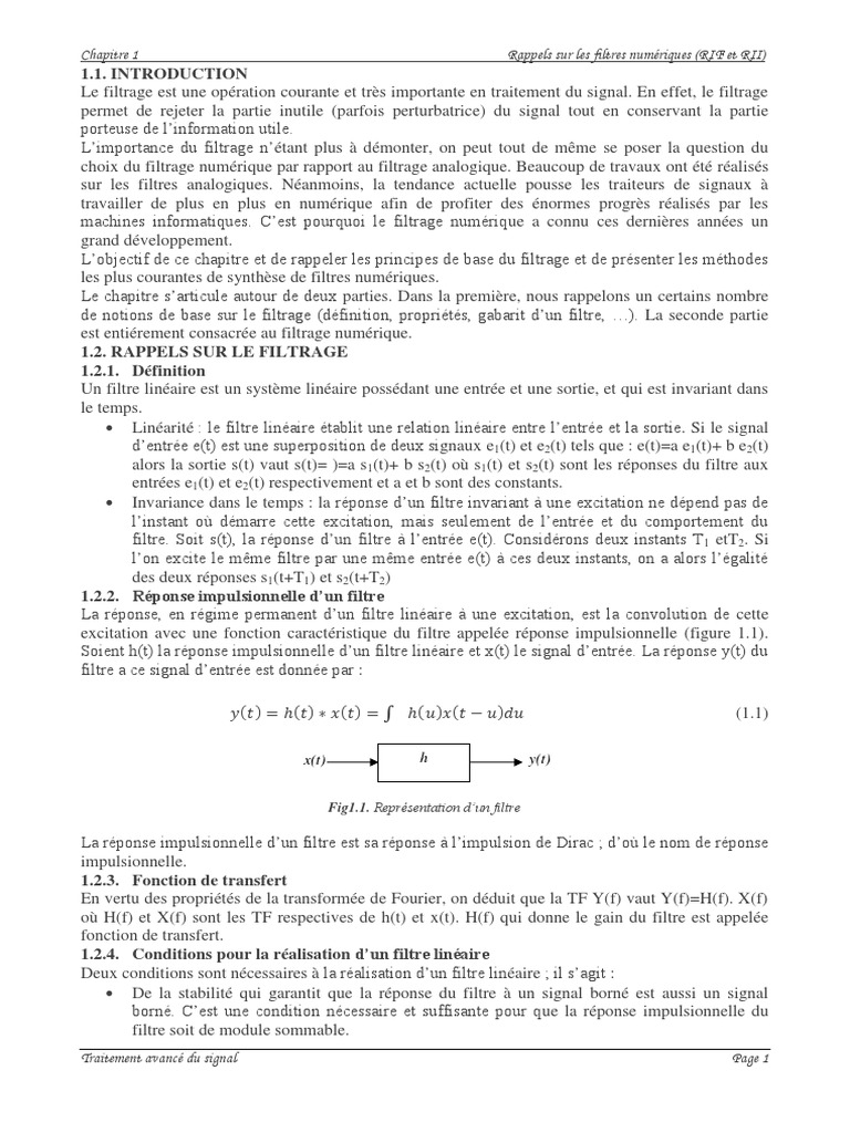 Introduction aux filtres numériques en DSP | PDF | Filtre (électronique ...