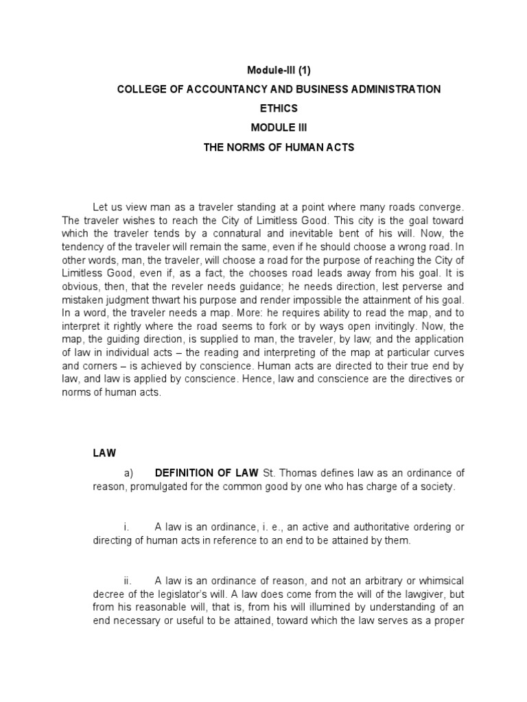 Module 3 Ethics | PDF | Conscience | Thomas Aquinas
