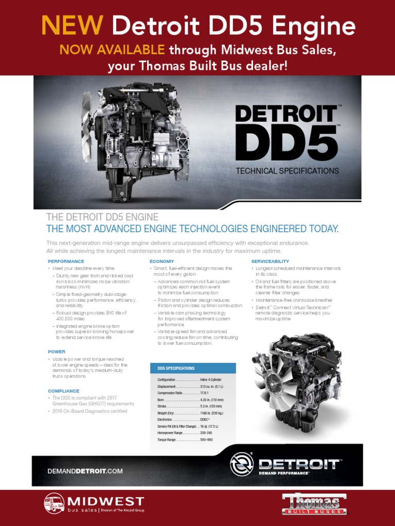 Detroit DD5 Flyer | PDF | Horsepower | Fuel Economy In Automobiles