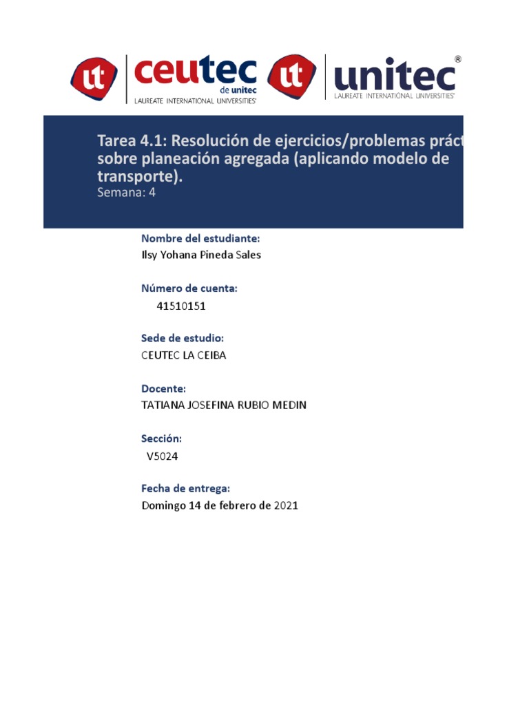 Tarea 4.1 Resoluci N de Ejercicios Problemas PR Cticos Sobre Planeaci N Agregada | PDF ...