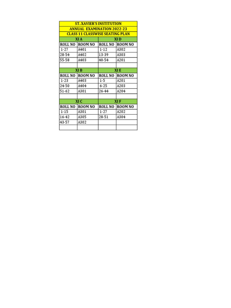 11 Classwise Seating Arrangement | PDF