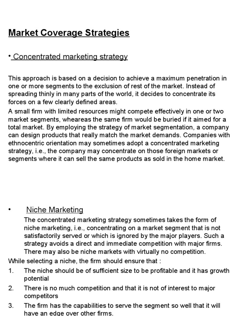 Strategic MGMT Sess 11 MKT Coverage Strategy | PDF