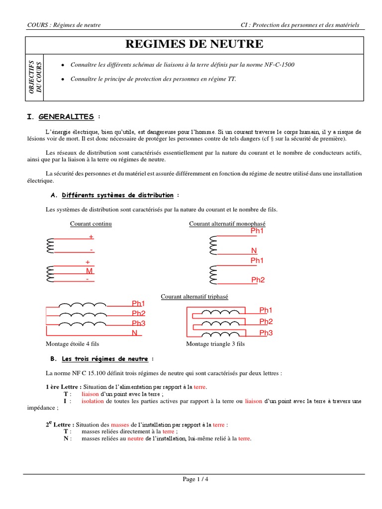 Régime de Neutre TT : Sécurité Électrique | PDF | Ingénierie de l ...