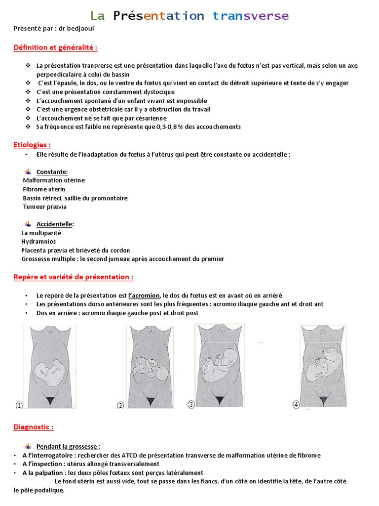 Présentation Transverse | PDF | Accouchement | Utérus
