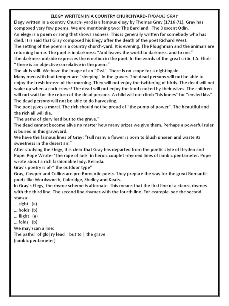"Elegy Insights for Poetry Lovers" | PDF
