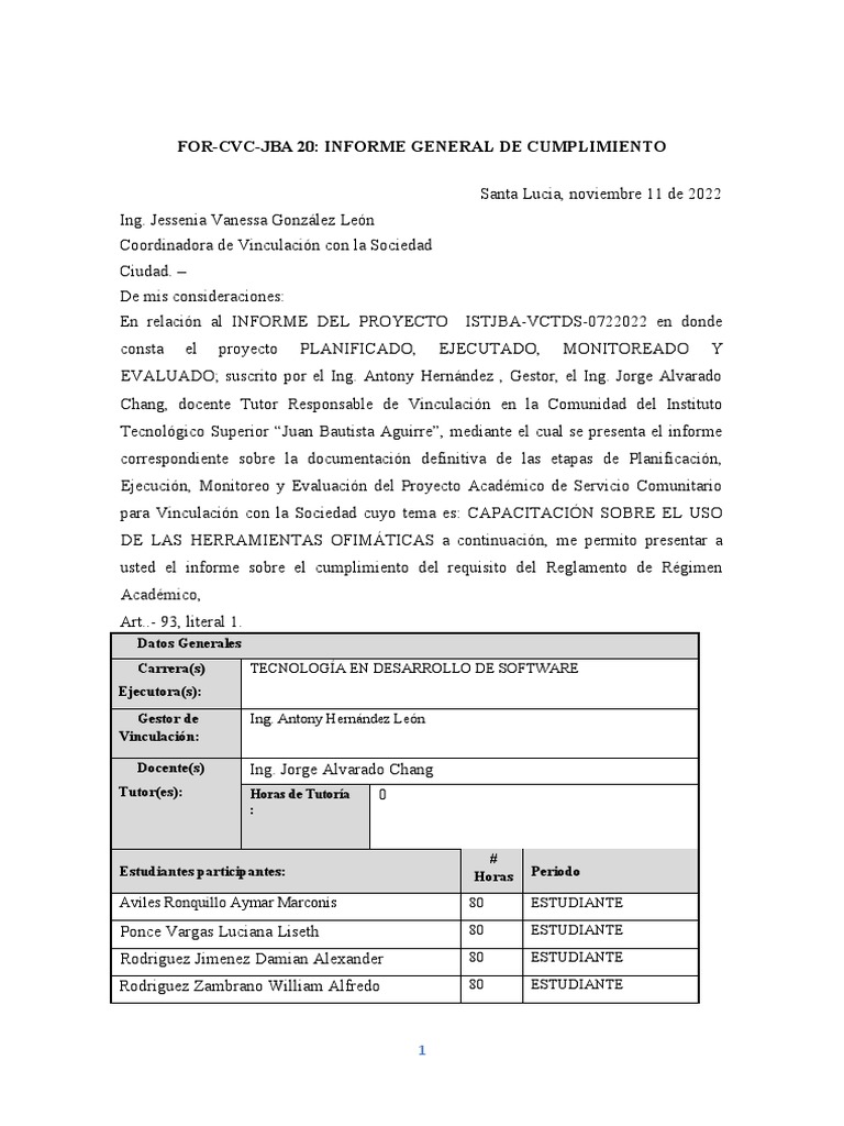 Informe Final - Correccion | Descargar gratis PDF | Microsoft Office ...