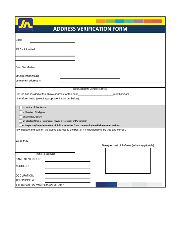 Address Verification Form | PDF