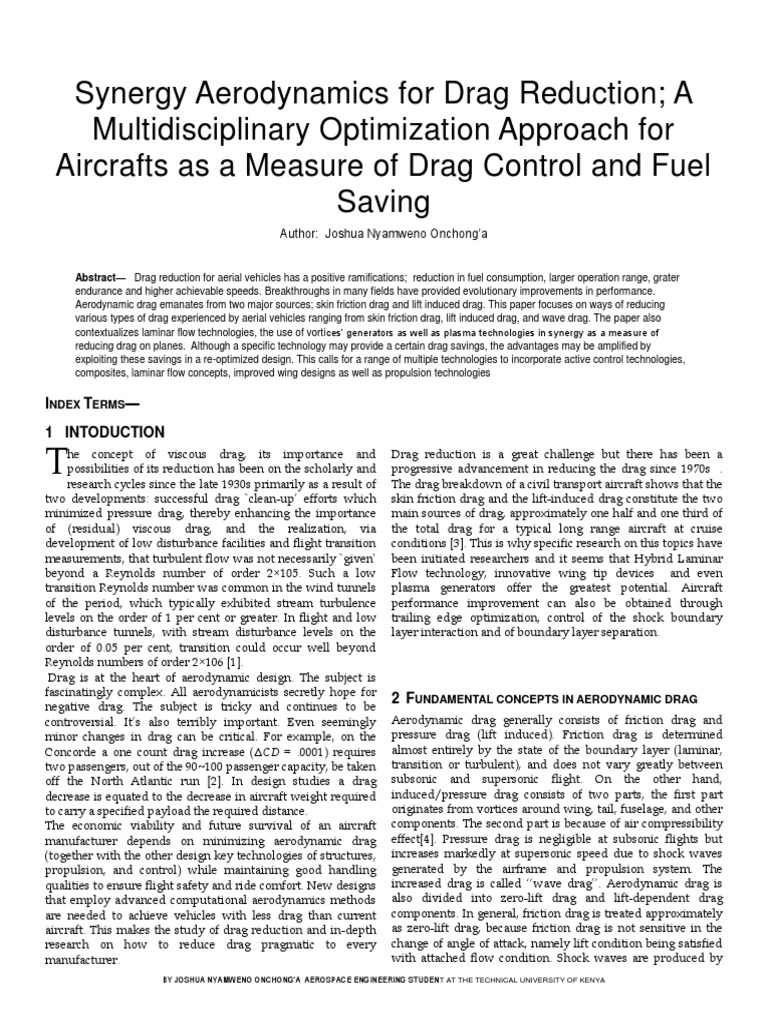 Synergy Aerodynamics For Drag Reduction | PDF | Drag (Physics) | Aerodynamics