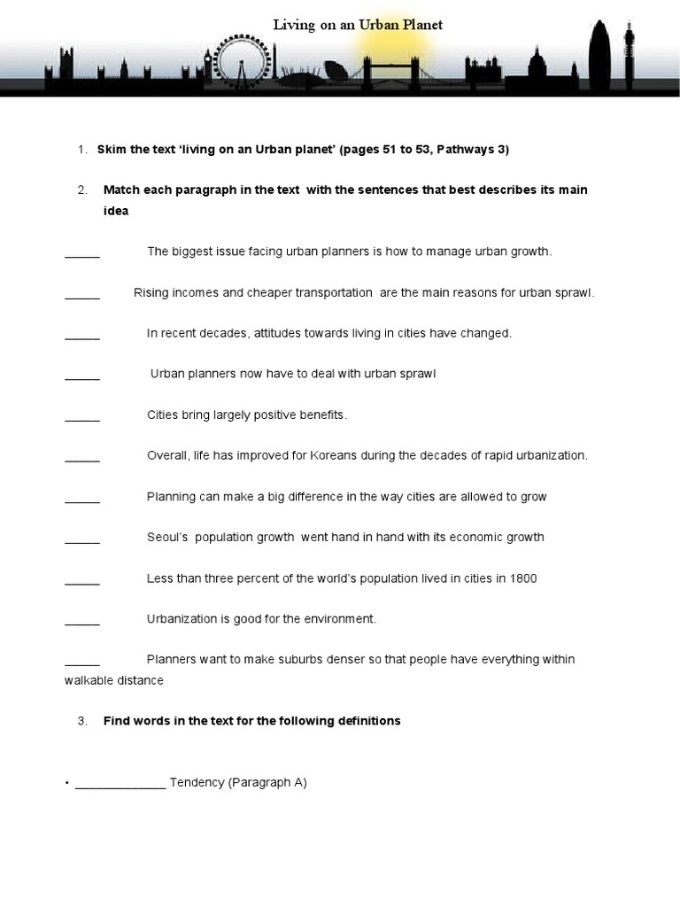 Worksheet 9 | Download Free PDF | Urbanization | Urban Sprawl