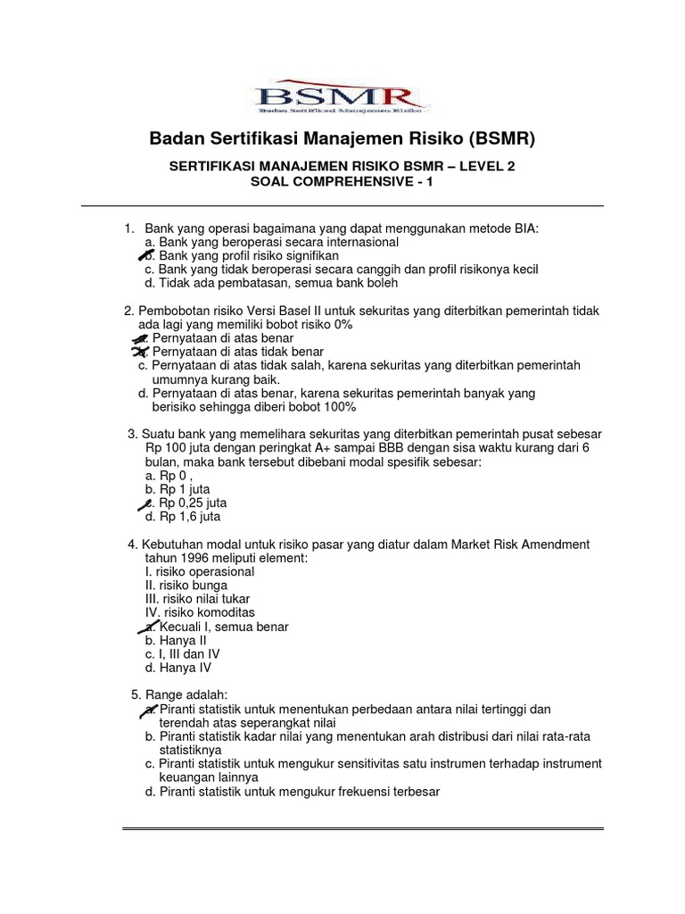 Sertifikasi Manajemen Risiko BSMR Level 2 | PDF