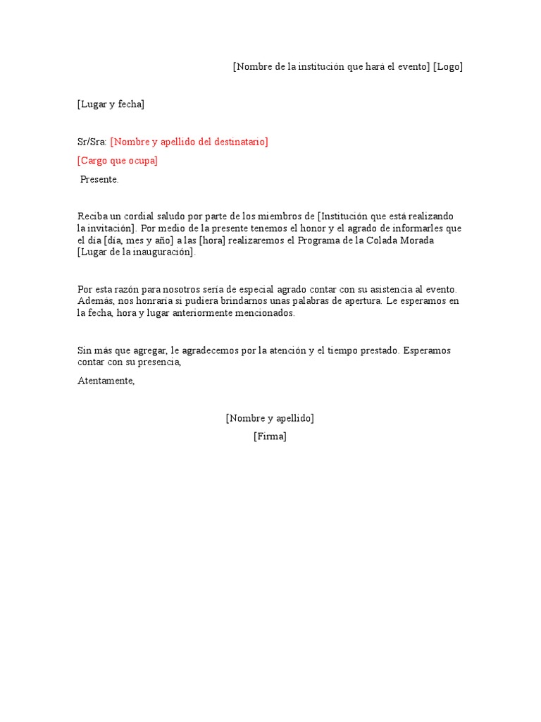 Plantilla Invitacion Formal | PDF