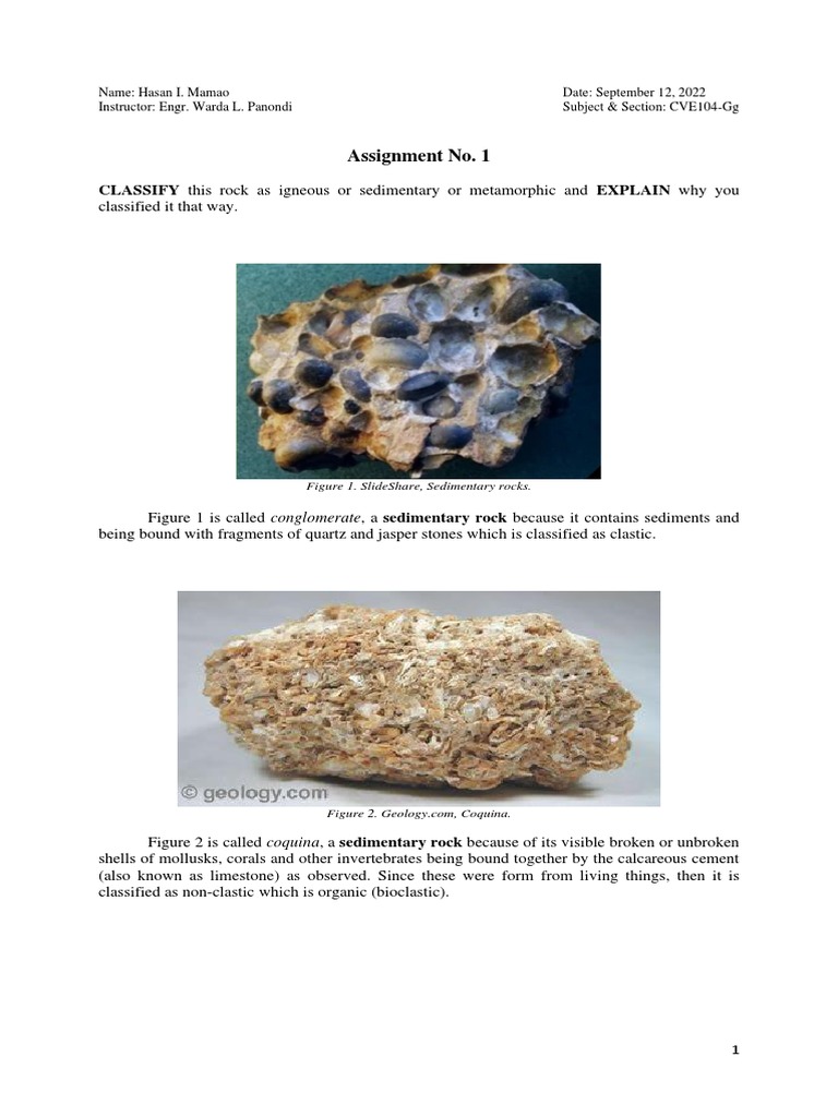 CVE104 Assignment | PDF | Rock (Geology) | Sedimentary Rock