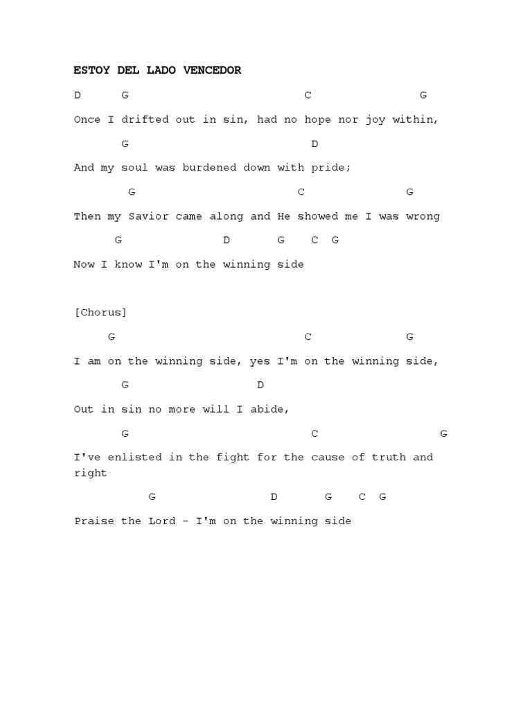 Estoy Del Lado Vencedor (Acordes 1est.) | PDF
