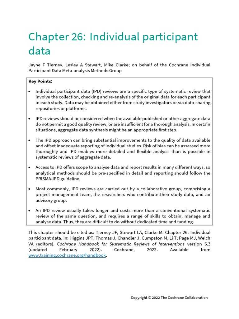 Individual Participant Data | PDF | Meta Analysis | Systematic Review Individual Participant Data | PDF | Meta Analysis | Systematic Review