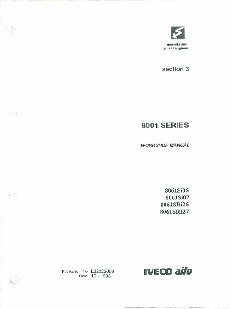 FPT Iveco Workshop Manual 8001 Series Section 3 | PDF